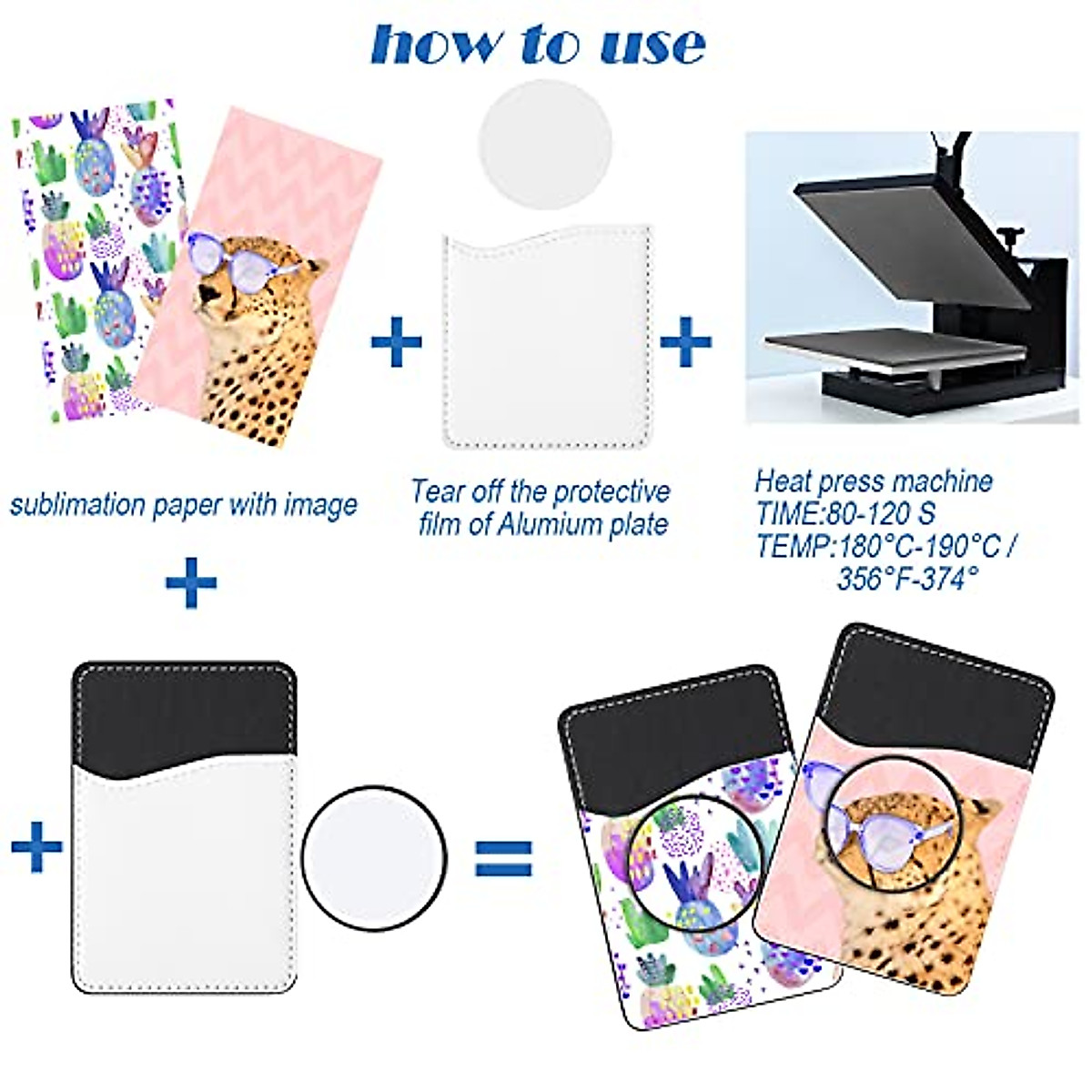 Frienda 10 Pieces Sublimation Blank Phone Wallet PU Leather Card Holder Pocket Adhesive Cell Phone Case Holder with 10 Pieces Collapsible Sublimation Phone Holders for Back of Most Smartphones