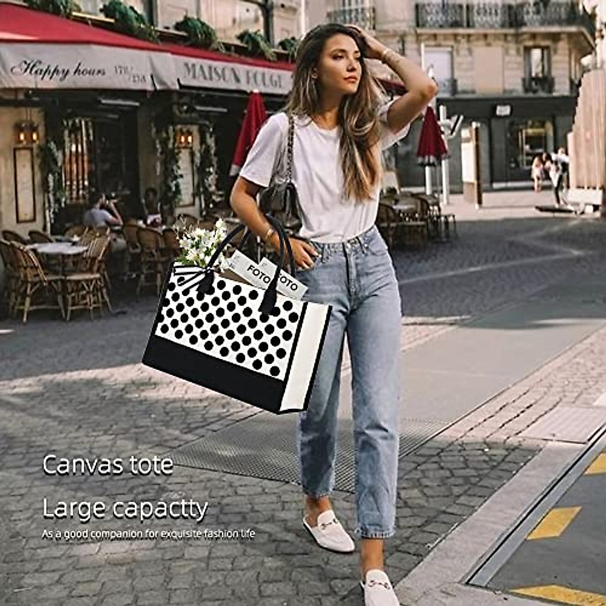 SUNELGIRL Christmas Gifts for Women-Initial Tote Bags for Women Canvas Bag, Bride Bag Bridal Shower Gift, Gifts for Sisters