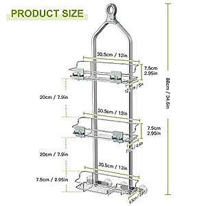 Thideewiz 3 Tier Hanging Shower Caddy over Shower Head, Silver Rustproof Shower Organizer with Hooks, Anodized Aluminum Rod and Stainless Steel Shelf