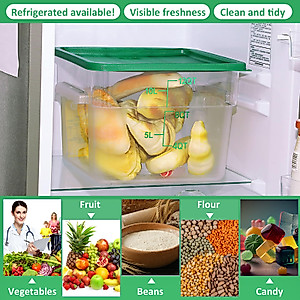 Yungyan 6 Pack 12qt Commercial Food Storage Containers with Lids Square Acrylic Airtight Food Container Clear Cereal Storage Container with Graduation and Handle for Pantry Kitchen Restaurant Freezer