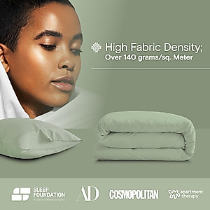 DOZ Duvet Cover Set, 100% Viscose derived from Bamboo, Organically Grown, Buttery Soft, Cooling Duvet Covers, High GSM, 1 Duvet Cover and 1 Pillowcase, 70"x90" (Sage, Twin/Twin XL)