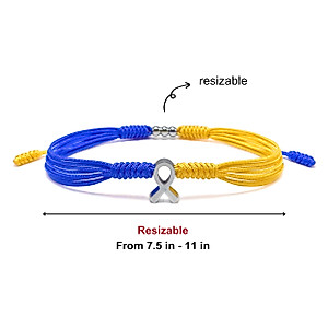 HARACRAFT Down Syndrome Awareness Bracelet, Bracelet For A Cause, Awareness Ribbon Bangle, Health Wristband for Protection Surfer String Bracelet for Men, Women (Down Syndrome)