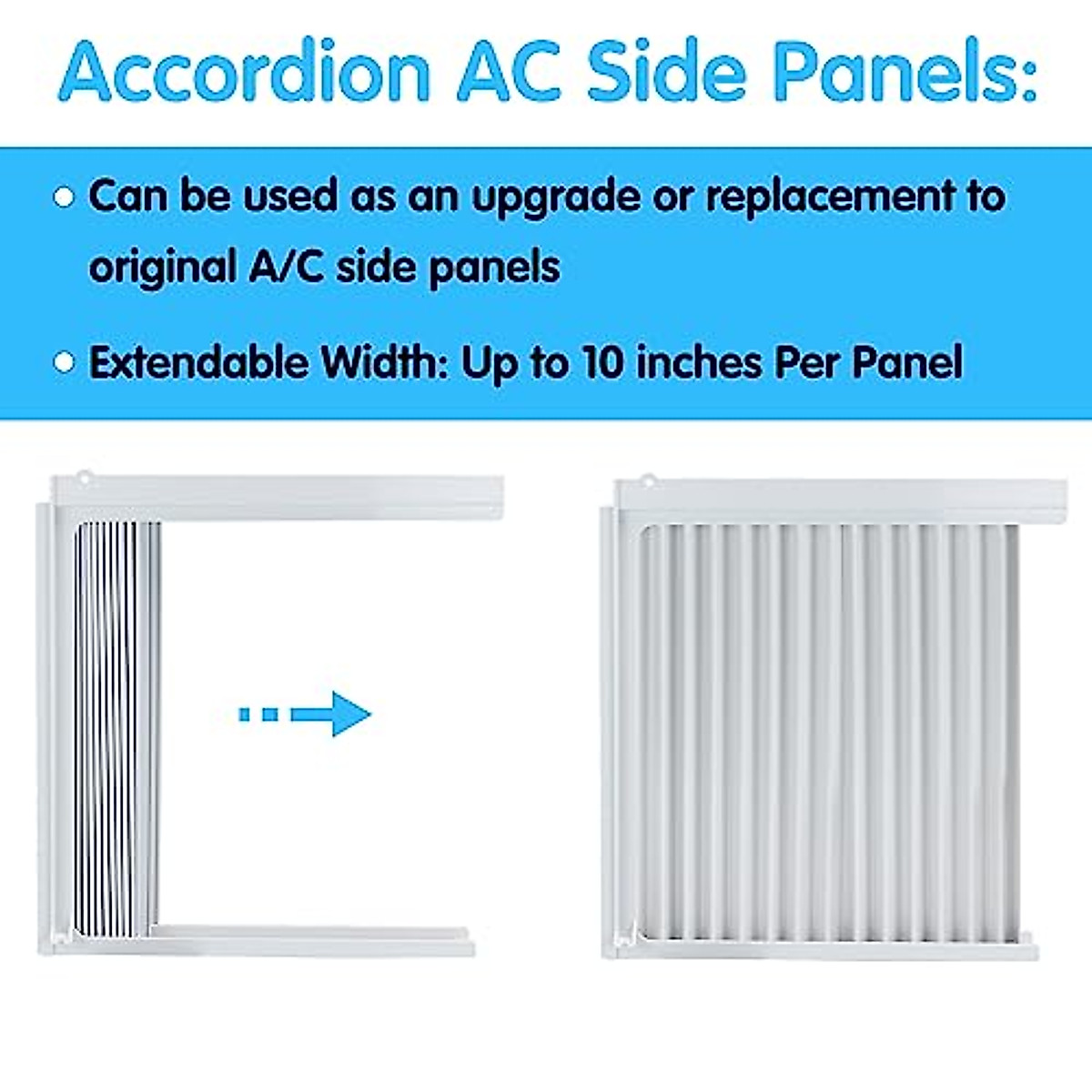 Air Jade Window Air Conditioner Side Panels with Frame, Window AC Side Panel Set for 5,000 Btu Units, Room Air Conditioner Accordion Filler Curtain Replacement Kit