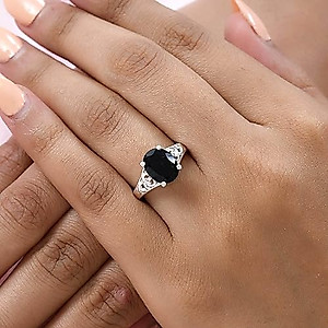 Shop LC Black Tourmaline Ring 925 Sterling Silver Split Shank Statement Jewelry Engagement Women Size 7 Ct 2.3 Birthday Gifts for Women