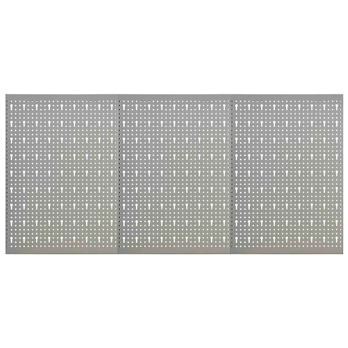 vidaXL Solid Steel Wall-mounted Peg Boards Set of 3 - Durable Workshop and Garage Tool Organizer with Perforated Panel Design, 47.2"x22.8"