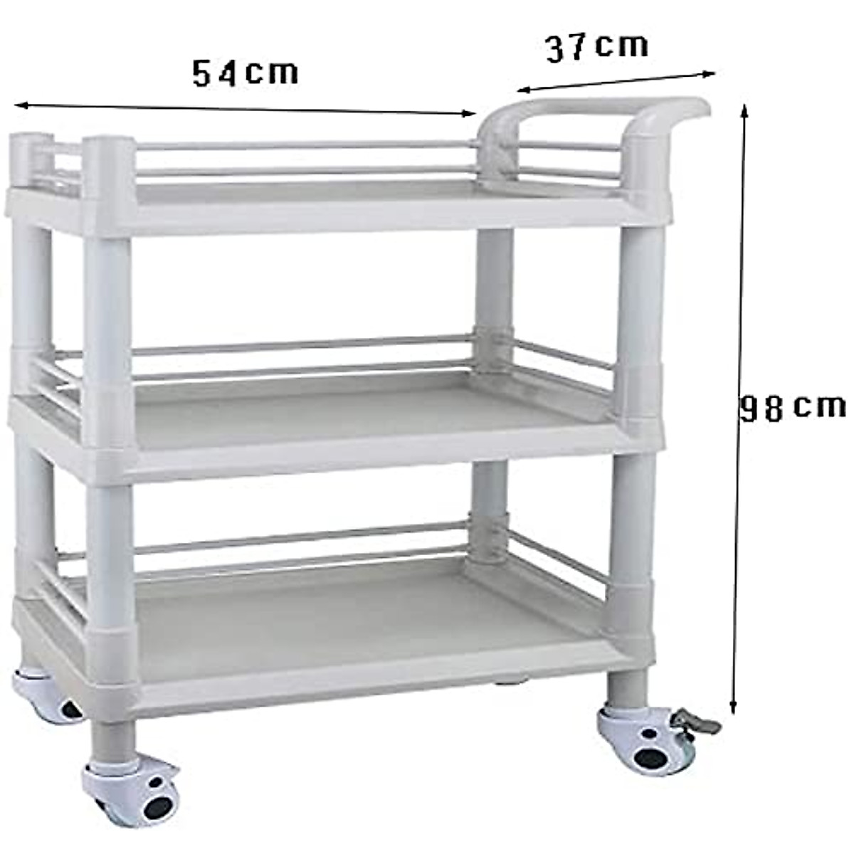 3 Tier Beauty Salon Rolling Trolley, Movable Mute Universal Wheel Hair Styling Salon SPA Tattoo Cart, Durable ABS Medical Tool