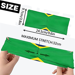 Biyejit Brazil Flag Sport Headband for Women Men Stretchy Hairband Workout Moisture Wicking Sweatband for Tennis, Sports, Basketball, Gym, Exercise