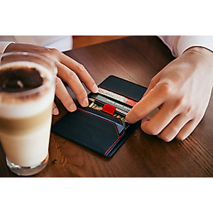 LC Prime Minimal Slim Pen Wallet l A Thinnest PenWallet For Daily Use (Pen is Not Included) (Blue mix Black (Pen is NOT Included))