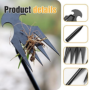 Kruggo Weed Puller Tool Garden Weed Pulling Tool, 2024 New Weeding Artifact Uprooting Weeding Tool, 4 Teeth Manganese Steel Forged Hand Weeder for Vegetable Gardening Backyard Farm