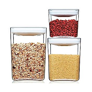 ClickClack Cube Storage Containers, Capacity: 1-1/2-qt, 3-qt and 4-1/2-qt, White, Set of 3