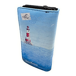 Shag Wear Whale Tail Large Beach Wallet for Women and Teen Girls Vegan Faux Leather 7" Blue