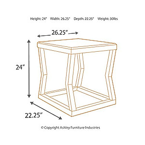 Signature Design by Ashley T592-3 End Table, 30.25" W x 25.50" D x7.00 H, Brown