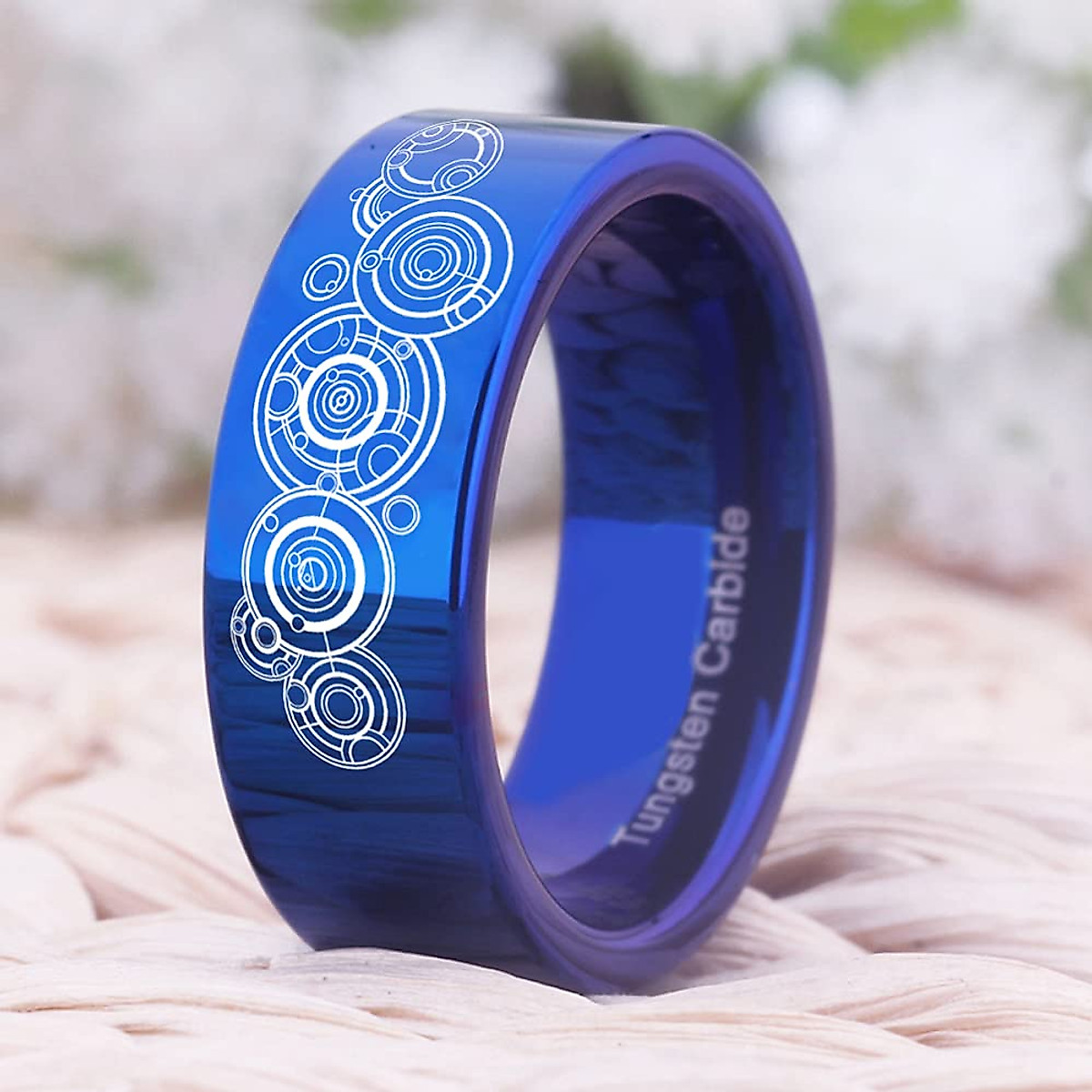 CLOUD DANCER Doctor Who Brand Tungsten Carbide Ring - for Men Women Wedding Ring and Engagement Ring-Free Customized Engraving (Blue, 13)