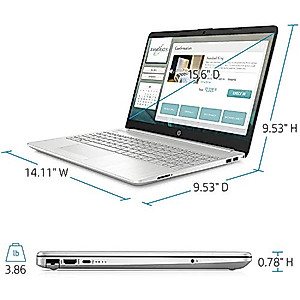 2021 HP 15.6" HD Laptop Computer PC, Intel Core i3-10110U (Beats i5-7200U), 4GB RAM, 128GB SSD, USB-C, WiFi, RJ45, HDMI, HD Webcam, Bluetooth, Windows 10 S, Silver, Fairywren Card