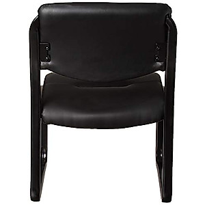 Boss Office Products Leather Sled Base Side Chair in Black