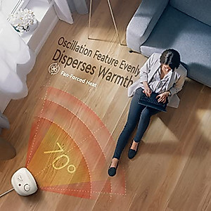 Comfort Zone Oscillating Space Heater with Adjustable Thermostat, Desktop, Fan-Forced, Portable, Overheat Sensor, Tip-Over Switch, Stay-Cool Housing, Ideal for Home, Bedroom, Office, 1,500W, CZ50