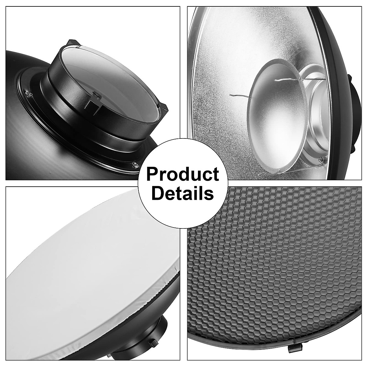 Soonpho 16 inch/42cm Standard Reflector Beauty Dish with Honeycomb Grid, Diffuser Sock and Bag,for Bowens Mount Studio Strobe Flash Light Like Neewer VC-400HS VE-300 Godox AD200 AD180 AD360(Silver)