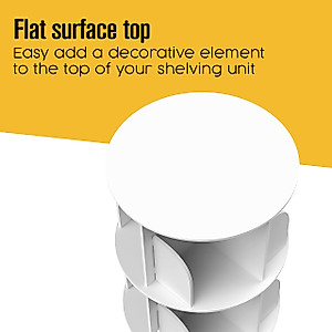 Rotating Bookshelf, Revolving Bookcase, Spinning Book Shelf, 4 Tier, 18.2” W x 50.6” H, White, Wood, 360 Degrees Bookshelves, Floor Stand, Rotation Display Tower, Stackable, Round, for Kids, Children