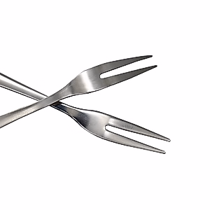 Pinenjoy 8Pcs 5.3inch Cocktail Forks 18/10(304) Stainless Steel Appetizer Forks Set Small Crab Forks Carved Fruit Pattern for Dessert Cheese Olives Salad Escargot Charcuterie Board