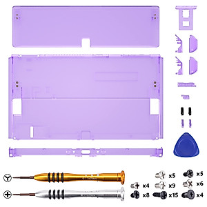eXtremeRate Clear Atomic Purple Console Back Plate DIY Replacement Housing Shell Case with Kickstand for Nintendo Switch OLED – Covnsole and Joycon NOT Included
