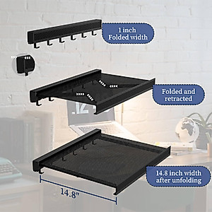 CHOMLEY Retractable Wall-Mounted Drying Rack, Foldable Placeholder with Net, Aluminum Underwear Hanger, Drying Rack Wall Mount with Hooks（17.3inch