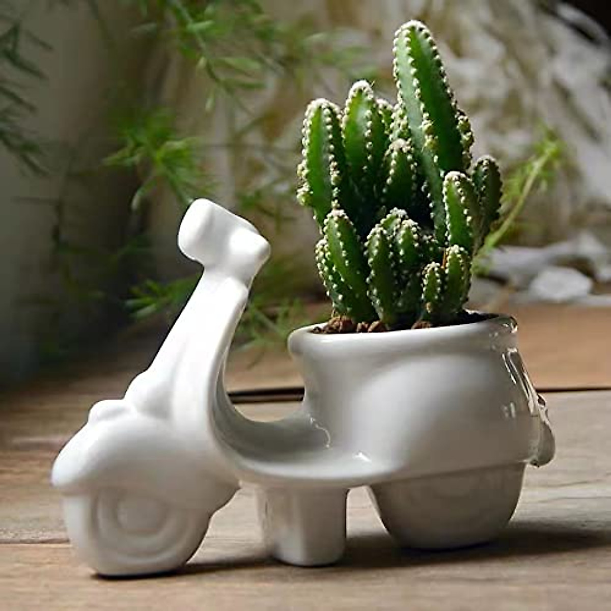 YONGYAN Motorcycle Flower Pot Statue Decoration Ceramics Garden Planters Containers Pot Bookshelf Office Desktop Decor