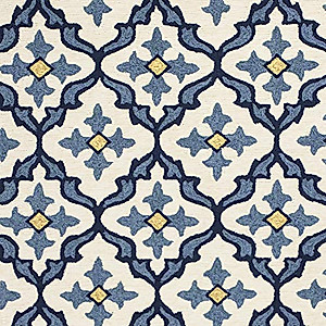 New Home Trendy Stain Resistant 2' x 3' Indoor/Outdoor Area Rug in Ivory/Blue (NEW42102X3)