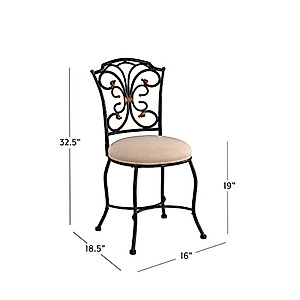 Hillsdale Furniture Sparta Vanity Stool, black with gold highlighted accents