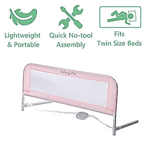 Dream On Me Adjustable Mesh Bed Rail in Pink, Two Height Levels, Breathable and Durable Fabric, Lightweight and Portable Bed Rail for Toddlers, Double Pack