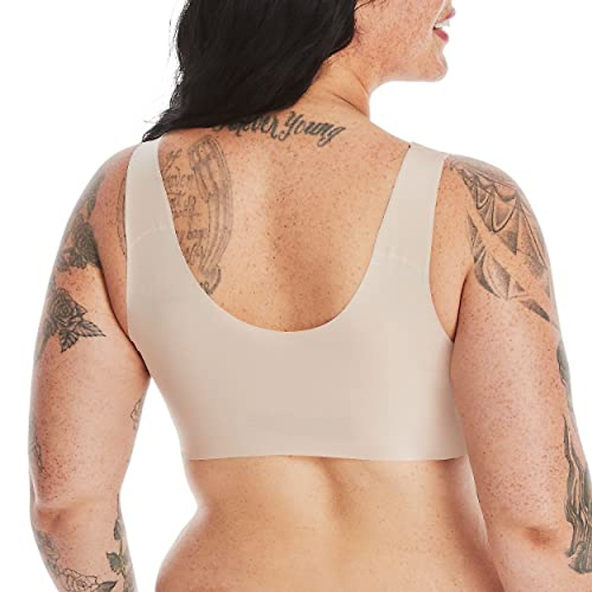 Hanes Women's Seamless Wireless, Lightweight Full-Coverage Wirefree T-Shirt Bra (S-3XL), Nude, X-Large