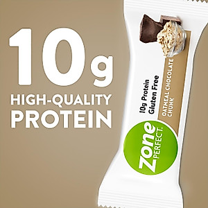 ZonePerfect Protein Bars, 10g Protein, Gluten-Free, Nutritious Snack Bar, Oatmeal Chocolate Chunk, 20 Bars