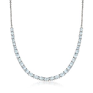 Ross-Simons 8.80 ct. t.w. Aquamarine Graduated Necklace in Sterling Silver. 16 inches
