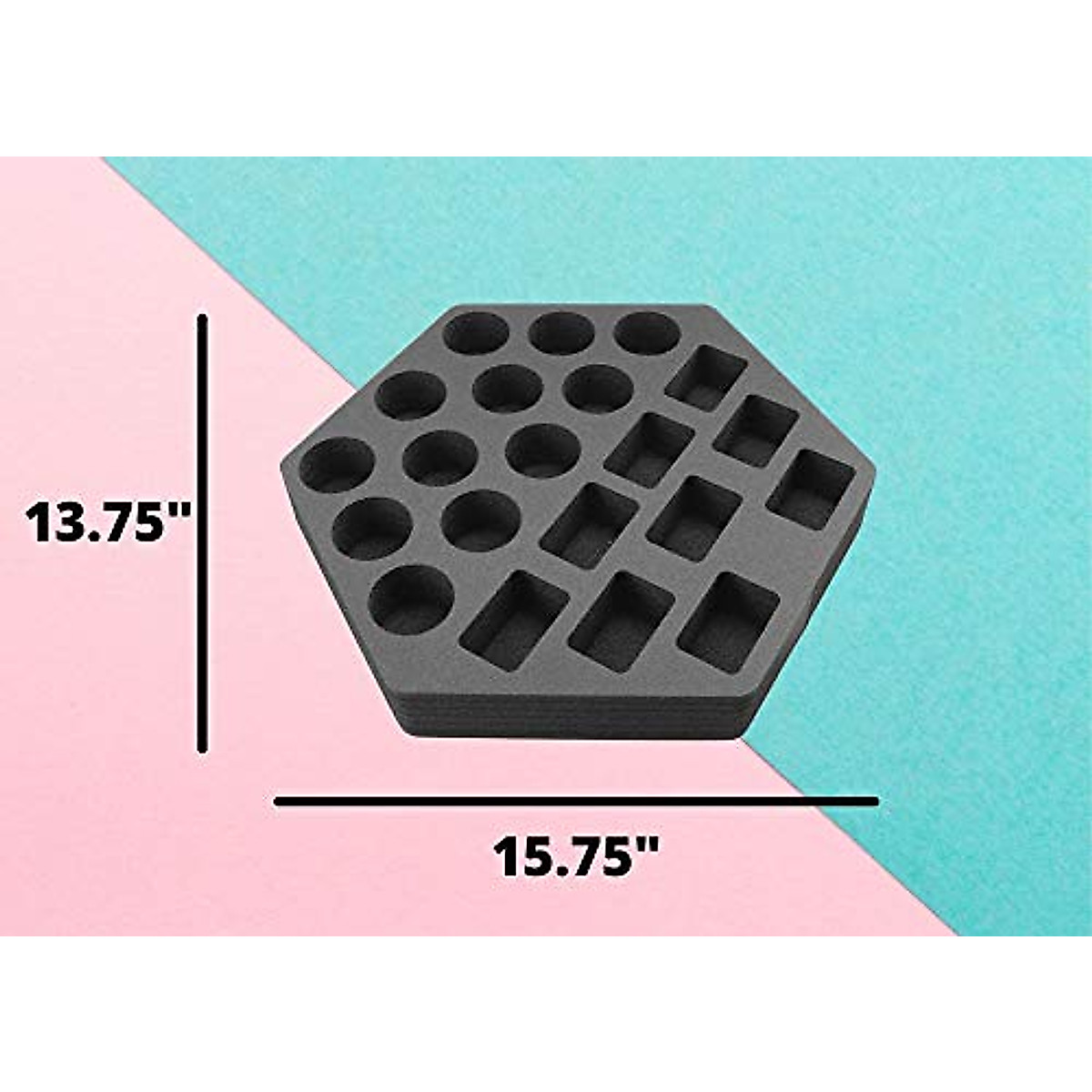 Polar Whale Lotion and Body Spray Stand Organizer Hexagon Shaped Tray Washable Waterproof Insert for Home Bathroom Bedroom Office 15.75 x 13.75 x 2 Inches 21 Slots Black