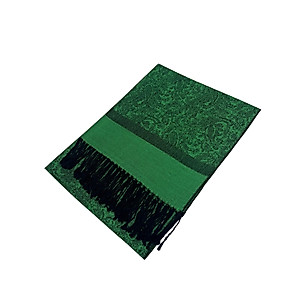 Pashmina Shawl Wrap for Women Soft Lightweight Multi-Purpose Scarf for Weddings, Parties & Casual Wear (Jacquard Green Black - PL18103)