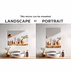 Gatco 1802 Bathroom Wall Mirror, 32"H x 24"W Modern mirror for Living Room, Vanity, Slim Design Beveled Frameless Large Rectangle mirror - Hangs Horizontal or Vertical with Easy Mount Safety Bracket