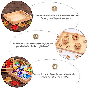 Side Cut Handle Tray Wooden Trays with Handles Wooden Crafting Trays Baby Tray for Serving Organizing DIY Decor and Montessori Activity Wooden Tray