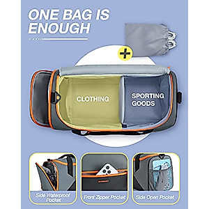 Gym Bag for Men, BAGSMART 36L Sports Duffle Bag, Lightweight Weekender Duffel Bag With Shoe Bag, Water Resistant Workout Sports Bag for Travel Fitness Swimming Yoga - Black