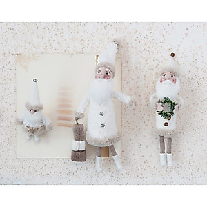Creative Co-Op Wool Felt Santa with Jingle Bell Buttons and Wreath, Cream