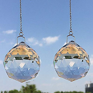 Suncatcher Crystals Ball Prism Window Rainbow Maker with Chain for Easy Hanging 40mm 2 Pack