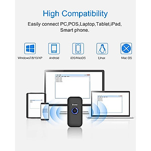 Eyoyo Mini 1D Bluetooth Barcode Scanner with Case, 3-in-1 Bluetooth & USB Wired & 2.4G Wireless Barcode Reader Portable Bar Code Scanning Work with Windows, Android, iOS, Tablets or Computers(Black)