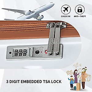 imiomo 3 Piece Luggage set Clearance, Travel Suitcase with Spinner Wheels TSA lock, Hardshell Lightweight Suitcase set for men and women (White+brown, 20/24/28)