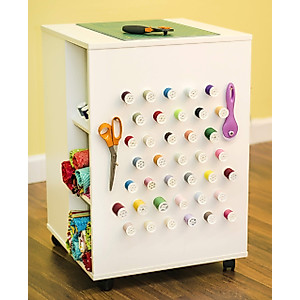 Arrow 81100 Portable 4 Sided Thread, Ribbon and Craft Storage Organization Cube, White Finish