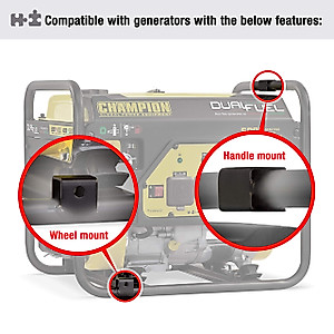 Champion Power Equipment 40065 Wheel Kit with Folding Handle and Never Flat Tires, for 2800-4750-Watt Generators, Black