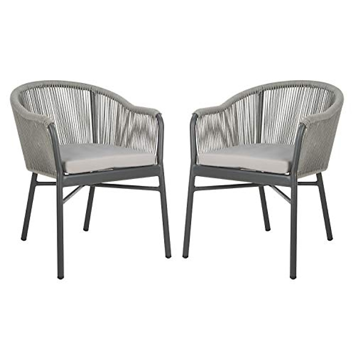 SAFAVIEH Outdoor Collection Nicolo Grey Rope Chair (Set of 2)
