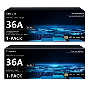 (with Chip) 36A Black Toner Cartridge CB436D 2 Pack | 36A CB436A Ink Cartridge Replacement for HP36A Toner Cartridge Works with Laser M1522n MFP, M1522nf MFP, M1120 MFP, P1505, P1505n Printer | CB436A