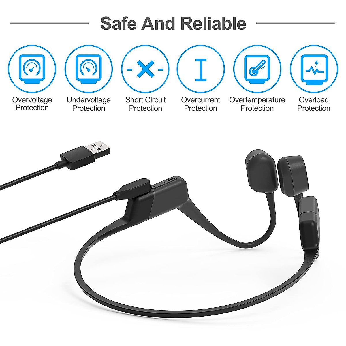 Charging Cable Replacement for AfterShokz Aeropex AS800 & Shokz OpenRun Pro & OpenRun & OpenRun Mini & OpenComm, USB Charger Cord for AfterShokz Aeropex Bone Conduction Headphones