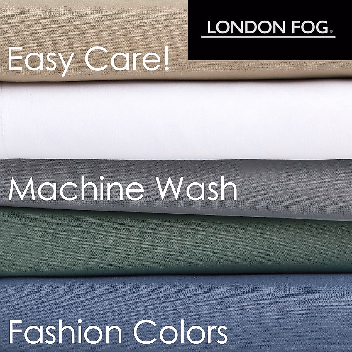 London Fog Garment Washed Solid Sheet Set White Microfiber 3-Piece Twin Sheet Set, Solid Themed, Deep Pocket, Adult and Teen, Oeko-TEX Certified