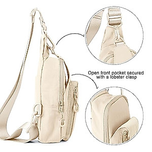 ASLABCREW Sling Bag with Adjustable Strap, Crossbody Daypack Chest Bag Small Backpack for Hiking Traveling, Ivory