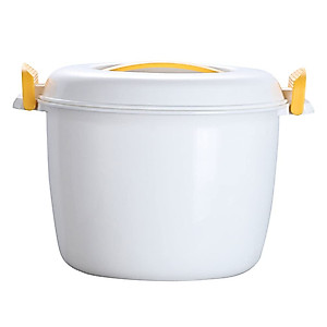 Microwave Cooker Microwave Rice Cooker Rice Steamer: Round Microwave Food Container Microwaveable Rice Pasta Cooker Includes Spoons Microwave Rice Steamers for Rice Chicken Pasta 2L Soup (Color : Yel