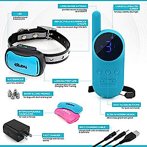 eXuby - Tiny Shock Collar for Small Dogs 5-15lbs - Smallest Collar on The Market - Sound, Vibration, & Shock - 9 Intensity Levels - Pocket-Size Remote - Long Battery Life - Water-Resistant (Teal)